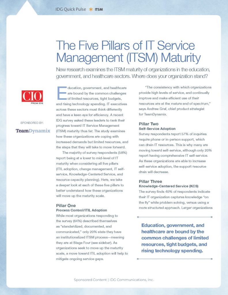 Download The Five Pillars of IT Service Management (ITSM) Maturity ...