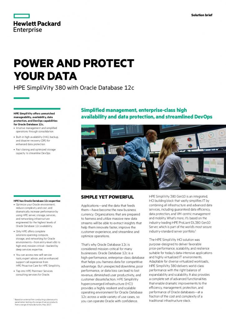 Download Power and protect your data – HPE SimpliVity 380 with Oracle Database Whitepaper ...