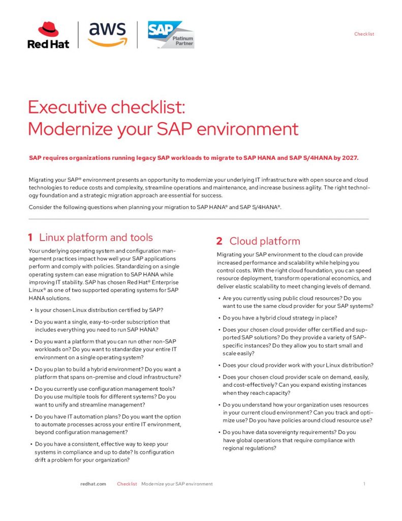 Download Executive checklist: Modernize your SAP environment Whitepaper | DemandTalk