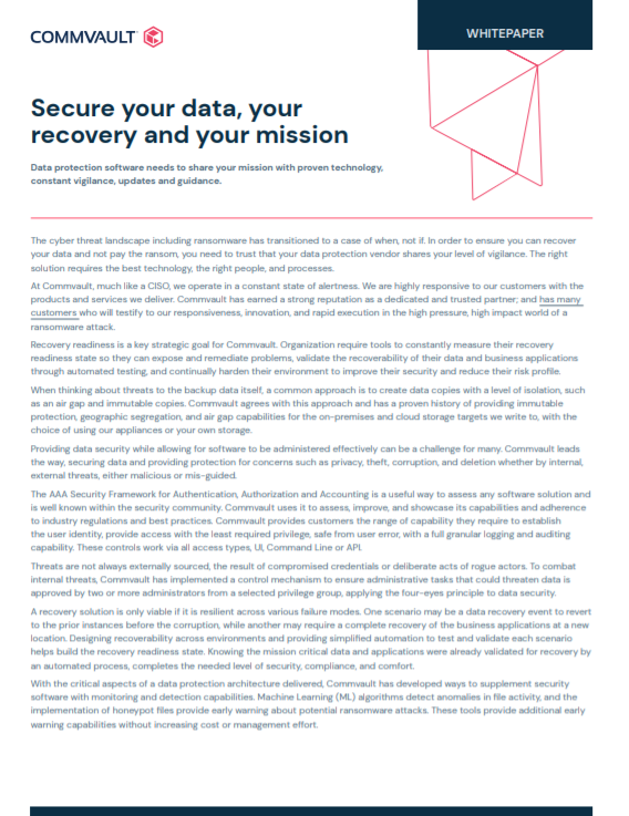 Download Secure your data, your recovery, and your mission Whitepaper | DemandTalk