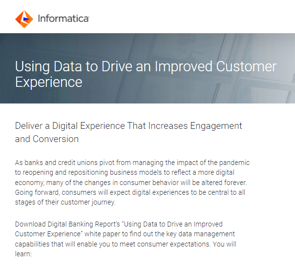 Download Using Data To Drive An Improved Customer Experience Whitepaper