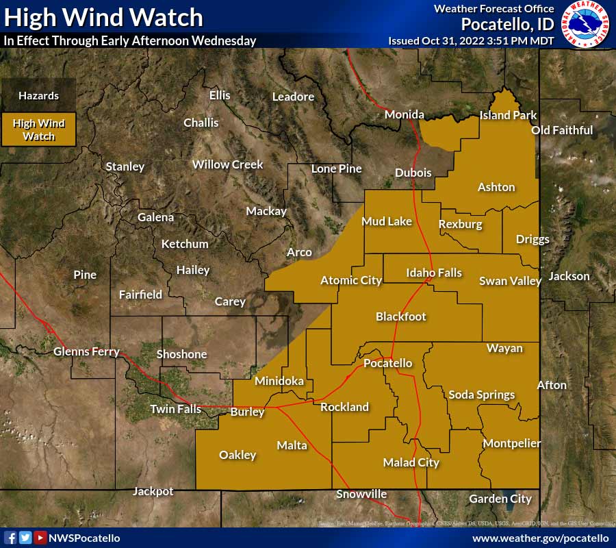 High wind watch in effect for eastern Idaho Tuesday night, Wednesday ...