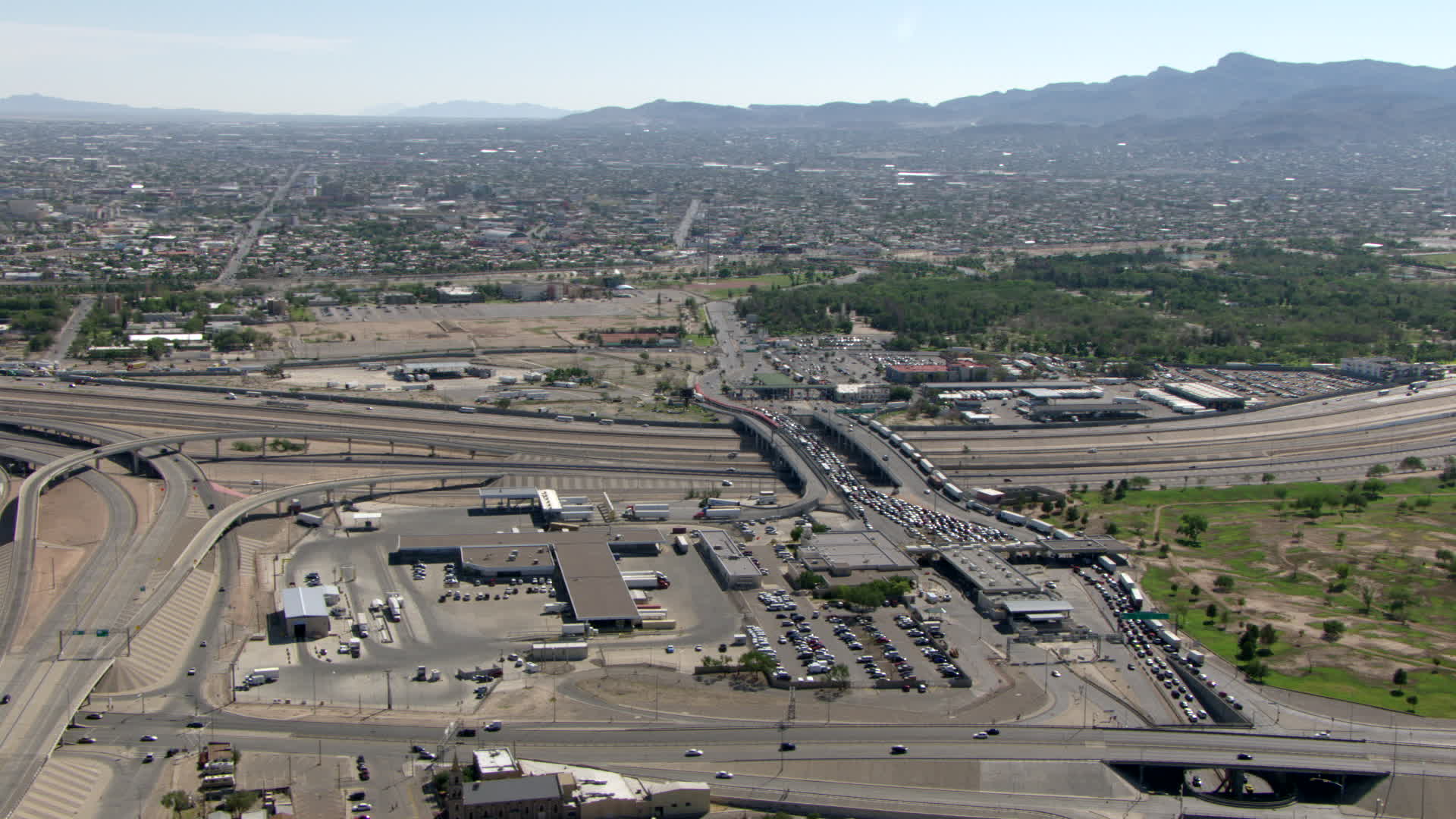 HD stock footage aerial video of the Bridge of the Americas, with ...