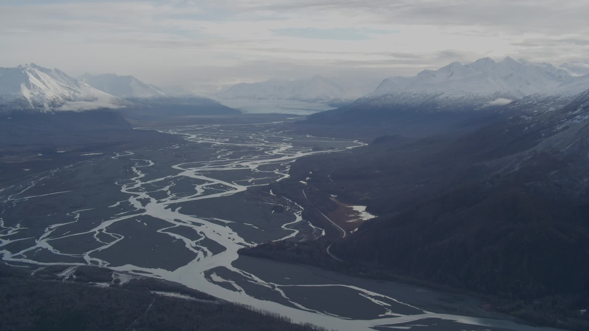 4K stock footage aerial video a view of the Knik Glacier, snowy Chugach ...
