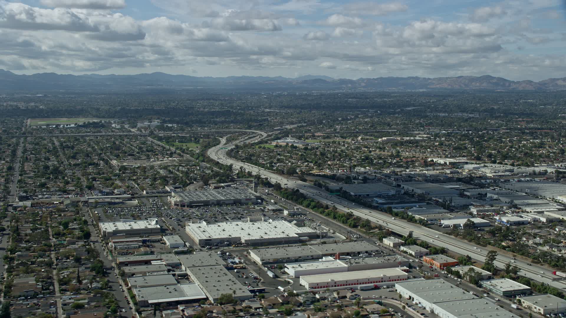 7.6K stock footage aerial video flying over the 118 freeway and ...