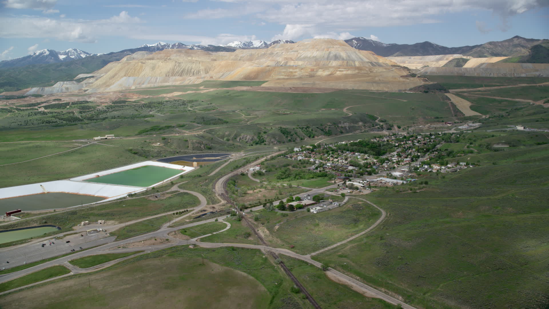 5.5K stock footage aerial video of approaching Bingham Canyon Mine ...