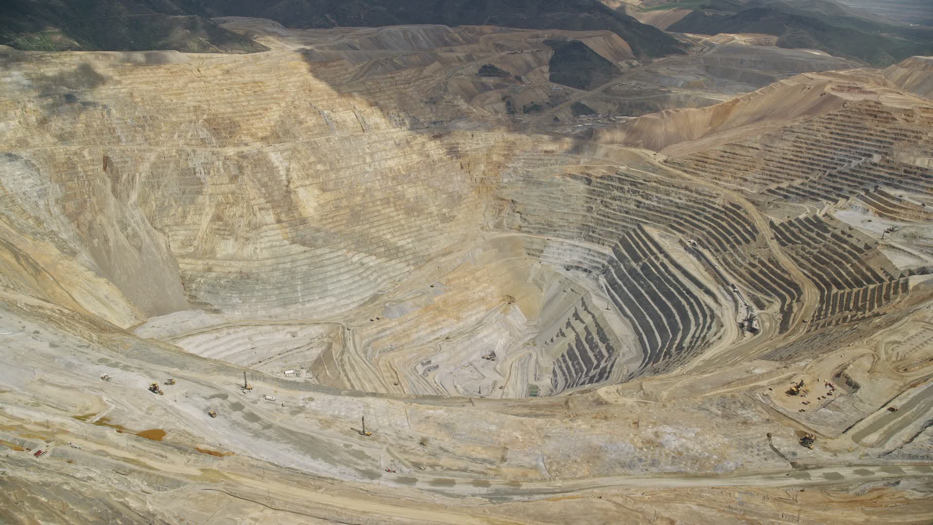 5.5K stock footage aerial video of a view of the Bingham Canyon Mine ...