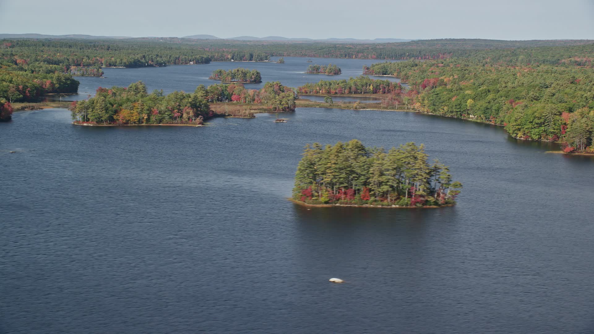 6k stock footage aerial video of forests on small islands, Pemaquid ...