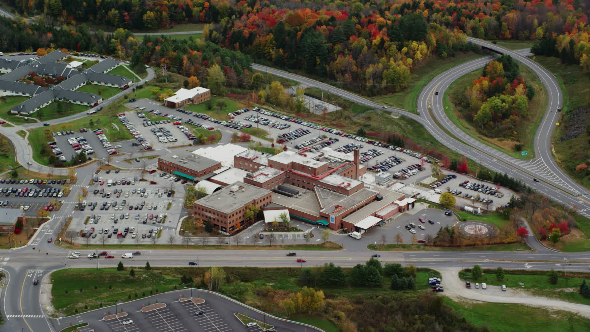 5.5K stock footage aerial video flying by Central Vermont Medical ... 5.5K stock footage aerial video flying by Central Vermont Medical ...