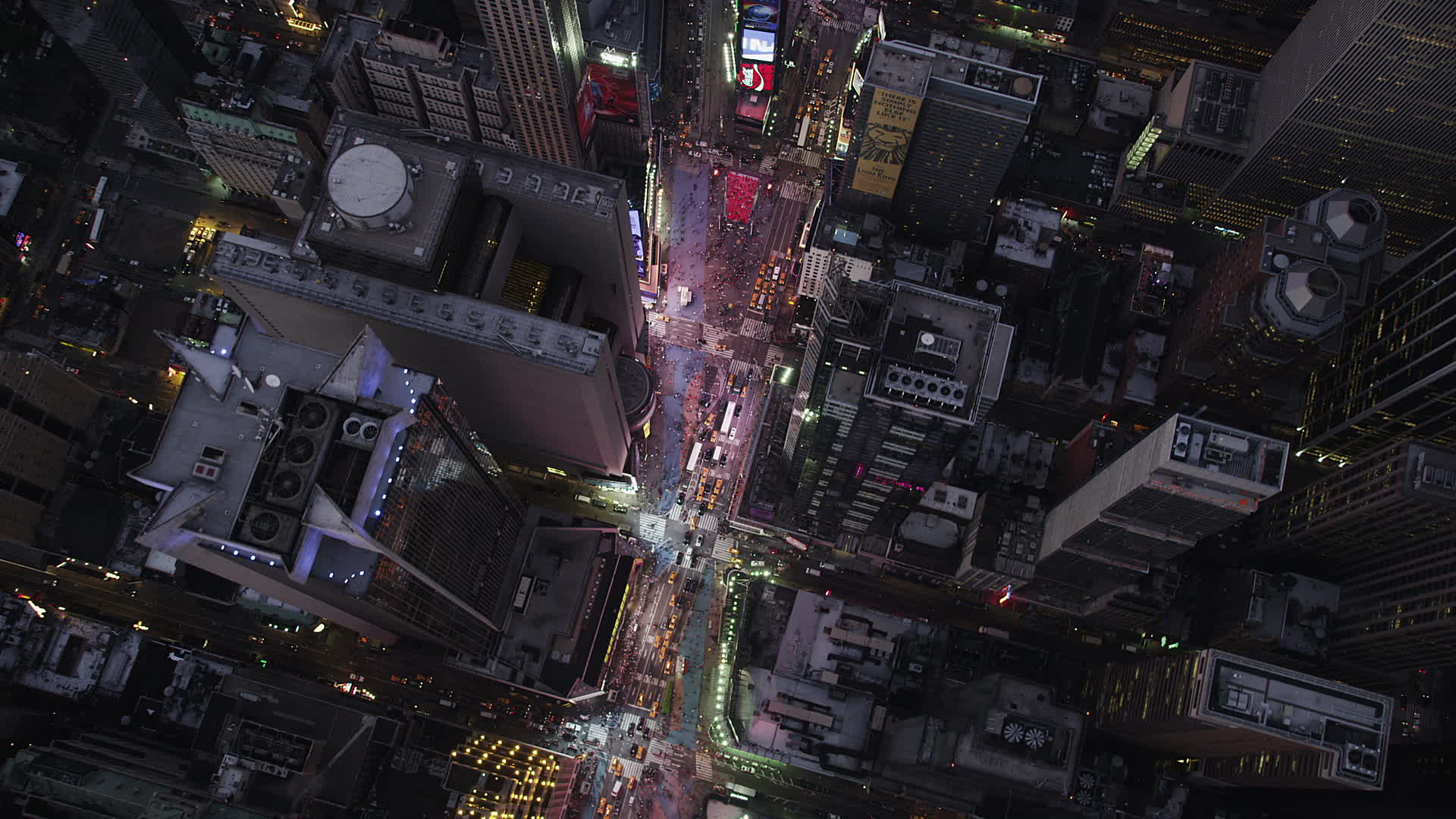 4K stock footage aerial video Bird's eye view over Times Square ...
