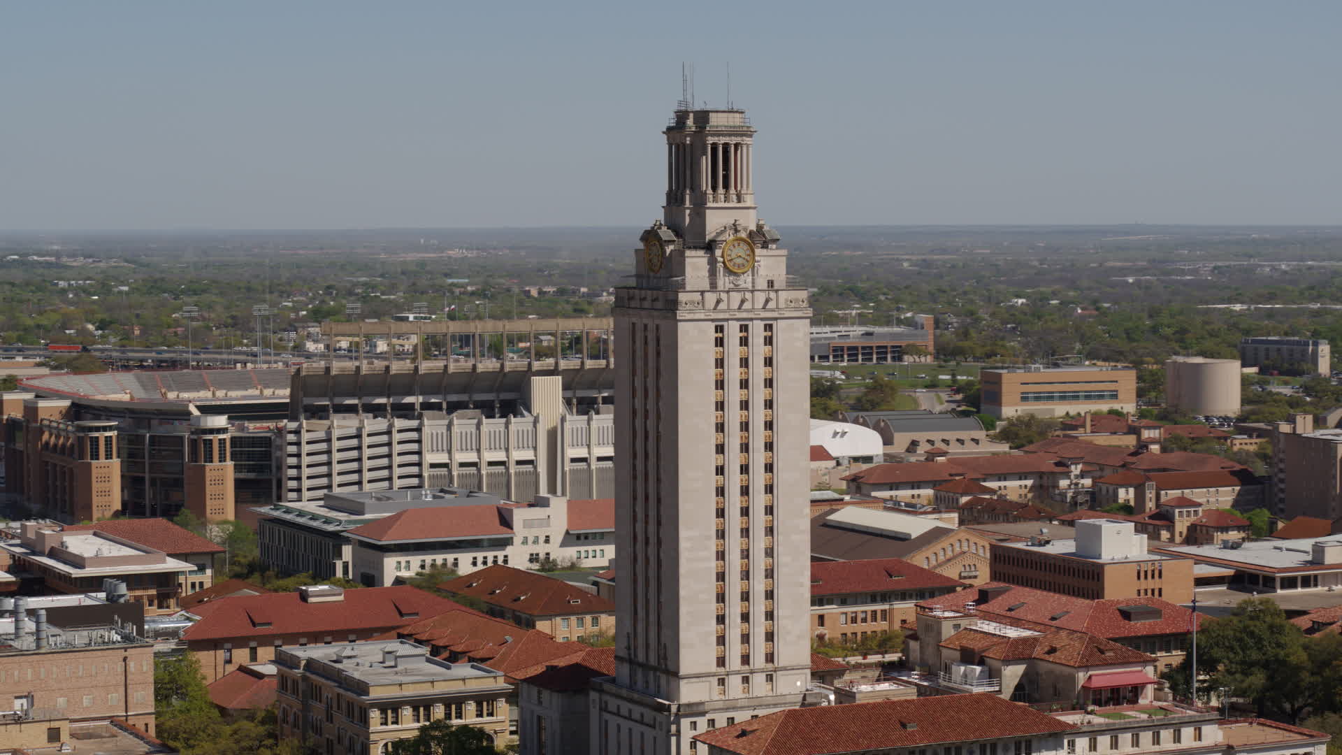 5.7K stock footage aerial video ascend and closely orbit UT Tower at ...