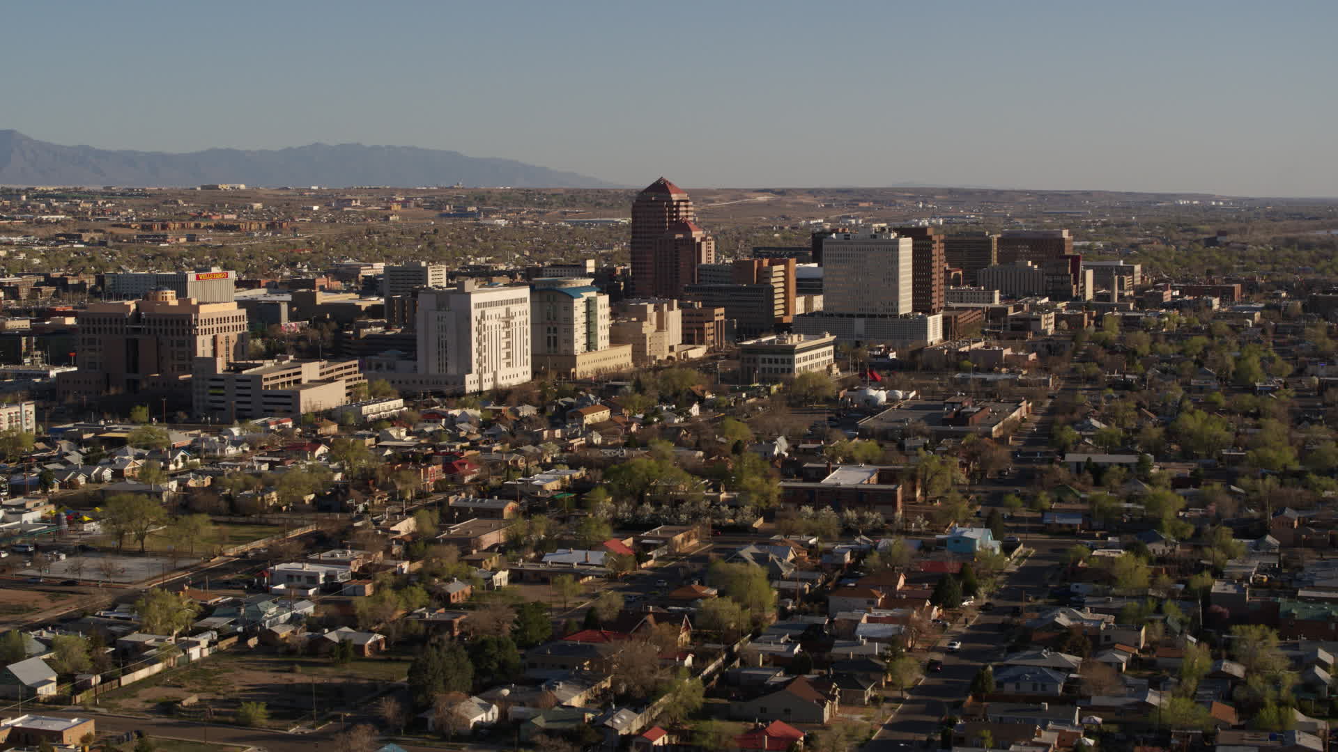 5.7K stock footage aerial video of flying by the city's high-rises in ...