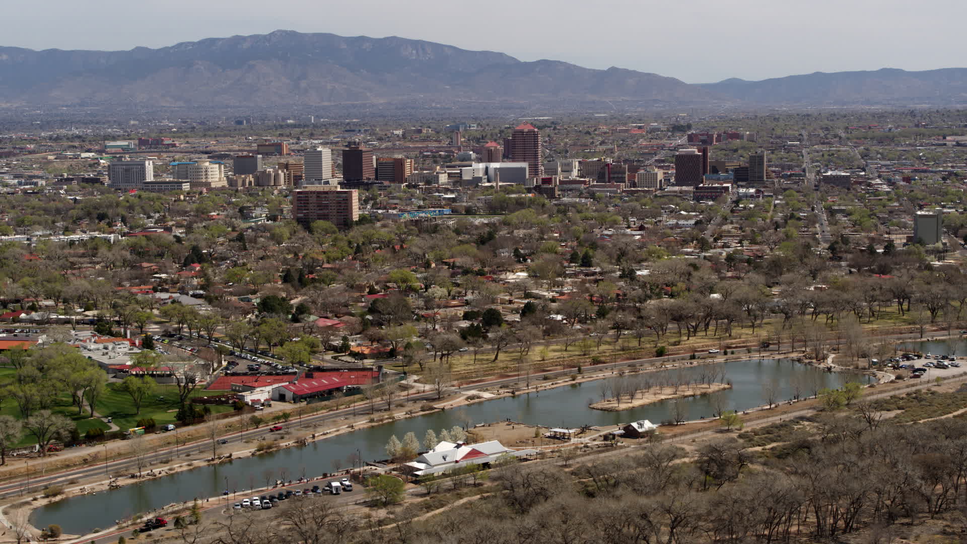 5.7K stock footage aerial video wide view of high-rise office buildings ...