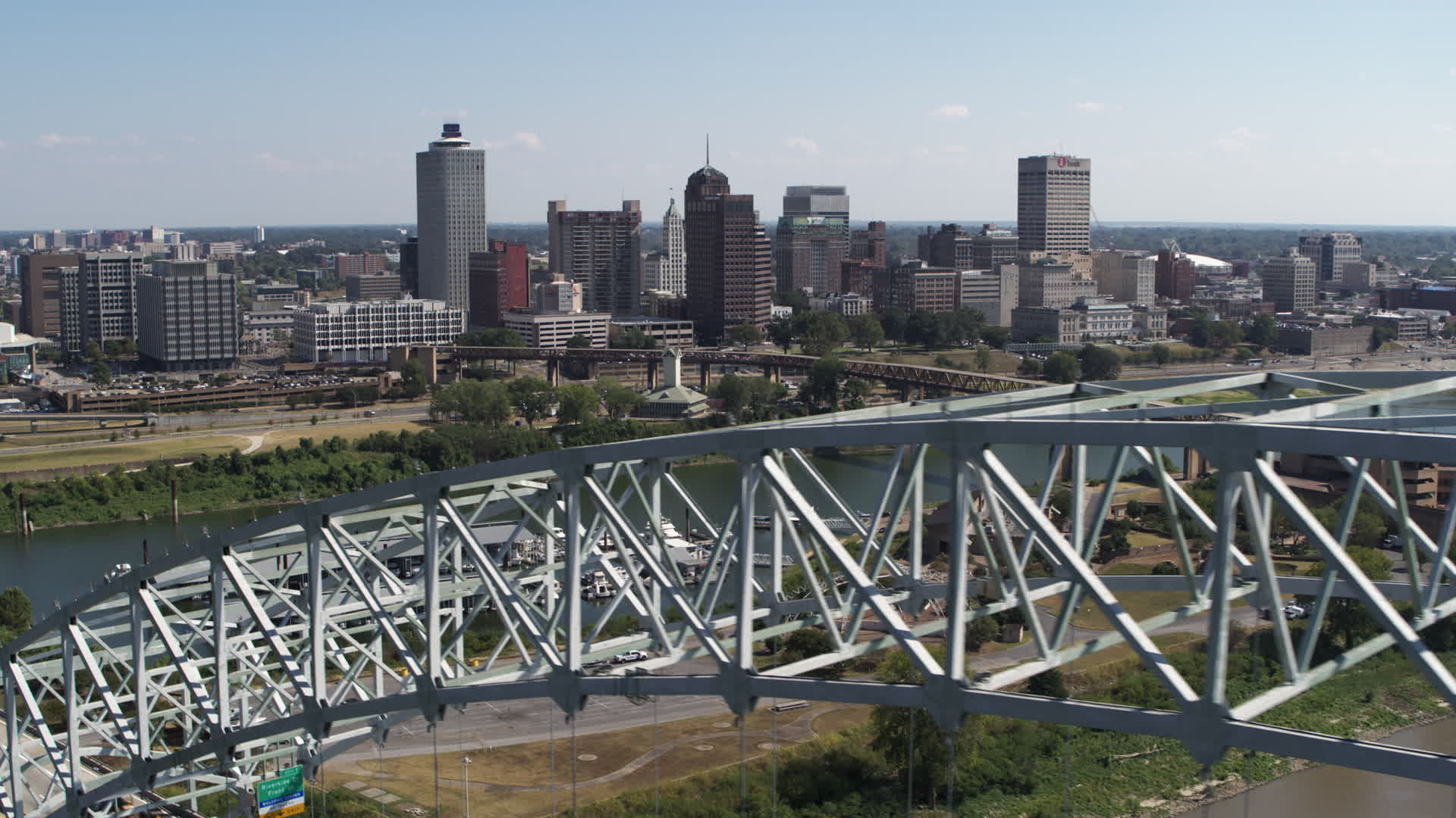 5.7K stock footage aerial video reverse view of the city's skyline and ...