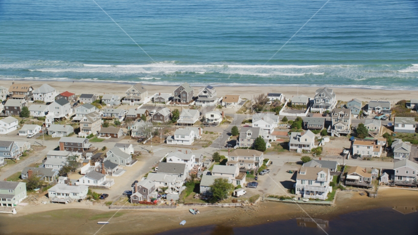 Elevated homes by the ocean, Humarock, Massachusetts Aerial Stock Photo ...