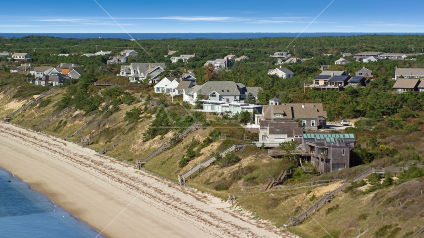 Homes with ocean views in Cape Cod, Truro, Massachusetts Aerial Stock ...