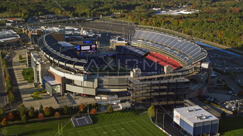 Gillette Stadium in autumn, Foxborough, Massachusetts Aerial Stock ...