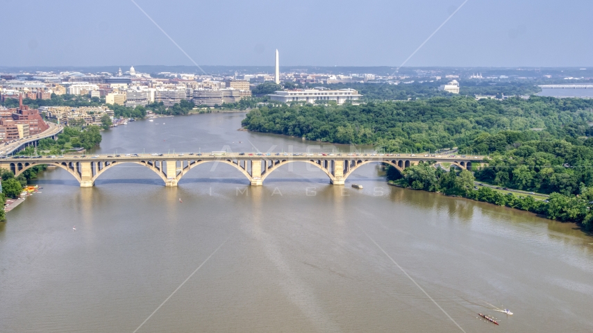 Francis Scott Key Bridge over the Potomac River, Washington Monument in ...