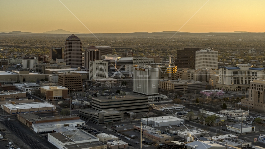 Albuquerque Plaza high-rise and neighboring city buildings, Downtown ...