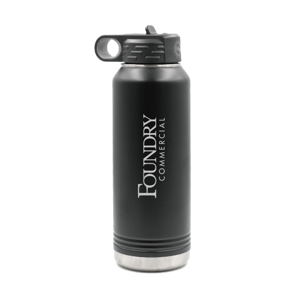 32 Oz Black Stainless Steel Water Bottle Foundry Commercial