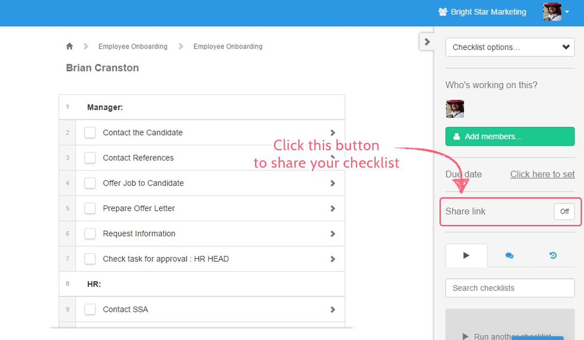 Share Checklists With Anyone via a Link - Process Street Help Center