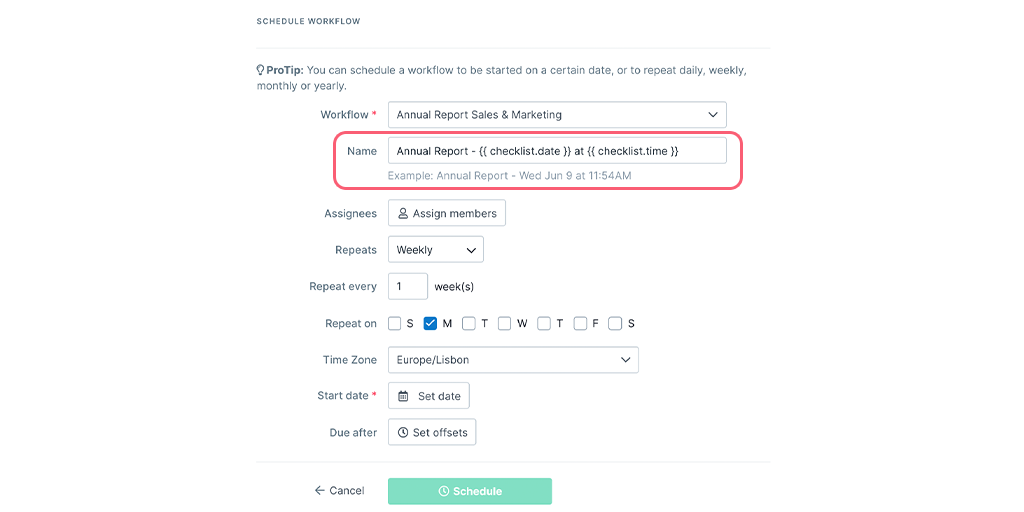 Scheduled Workflow Runs In Process Street