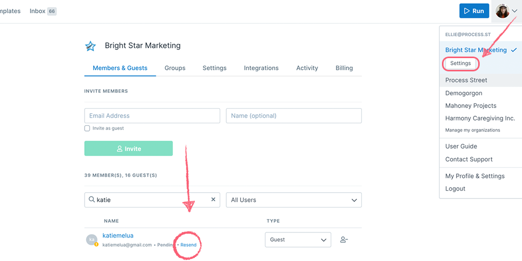 How Do I Resend an Invitation? – Process Street Help