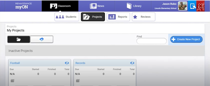 myON: Create a new Project · Alludo