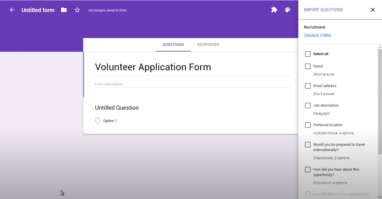 Forms: Reusing Questions · Alludo