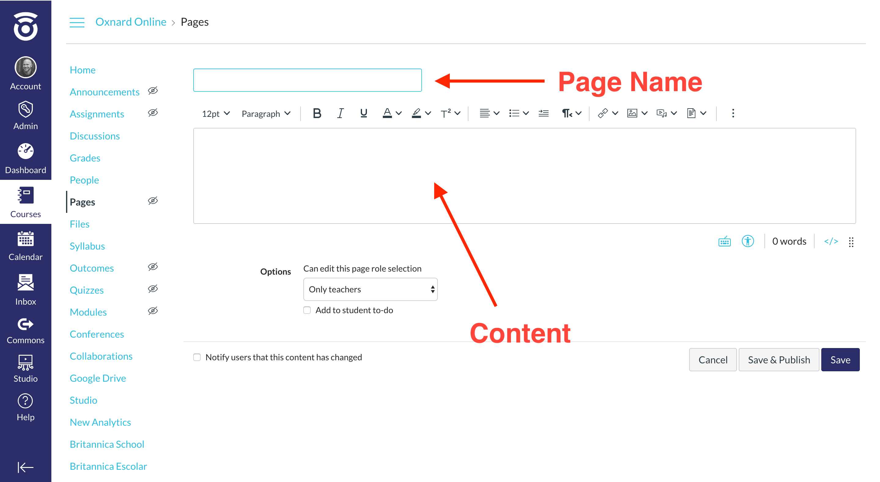 Canvas: Make a Page · Alludo