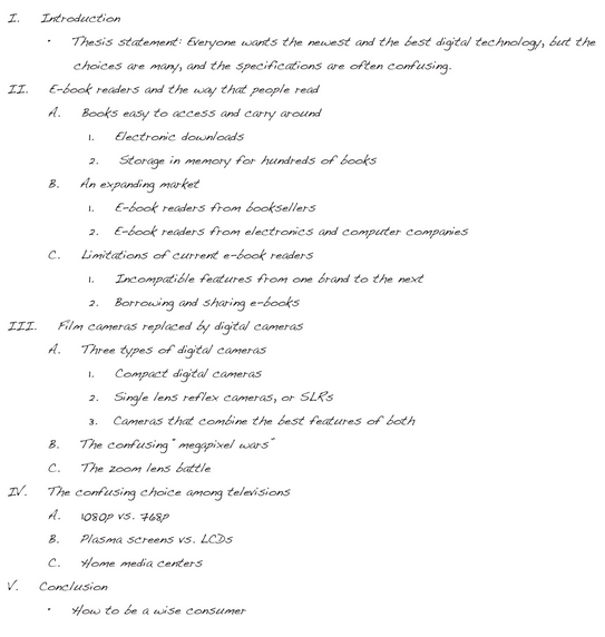 Sentence Outline Format Example