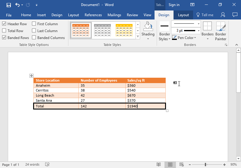 Formatting Tables Computer Applications For Managers