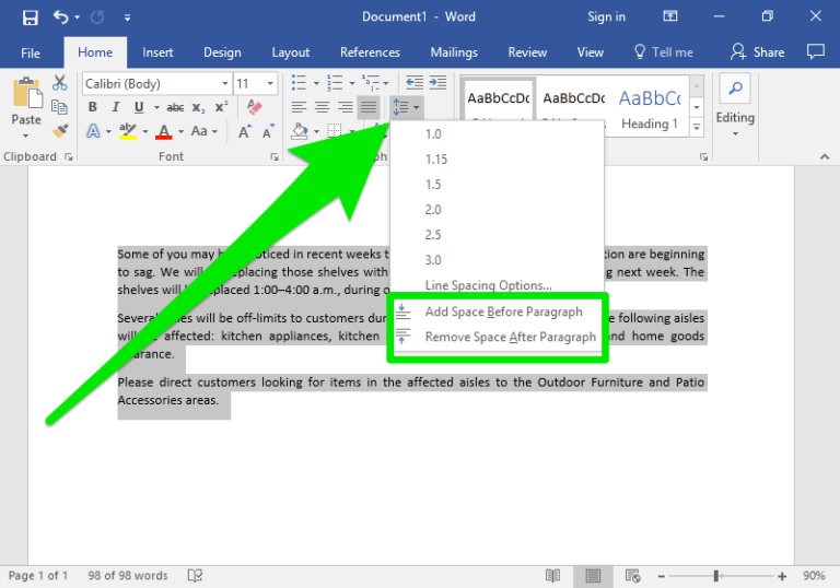 Line And Paragraph Spacing Microsoft Word