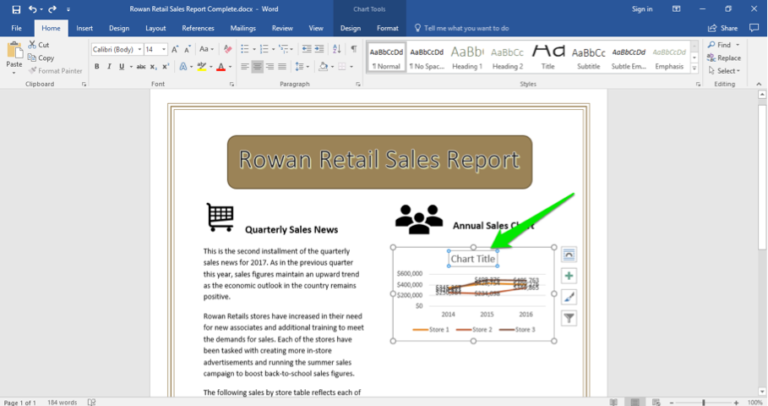 Excel Chart In Word Document Computer Applications For Managers