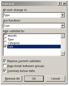 Subtotals Information and Practice | Introduction to Spreadsheets