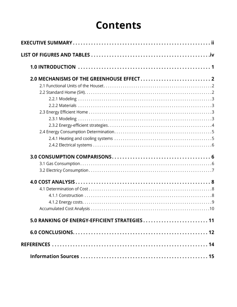 Mla Table Of Contents Template Database