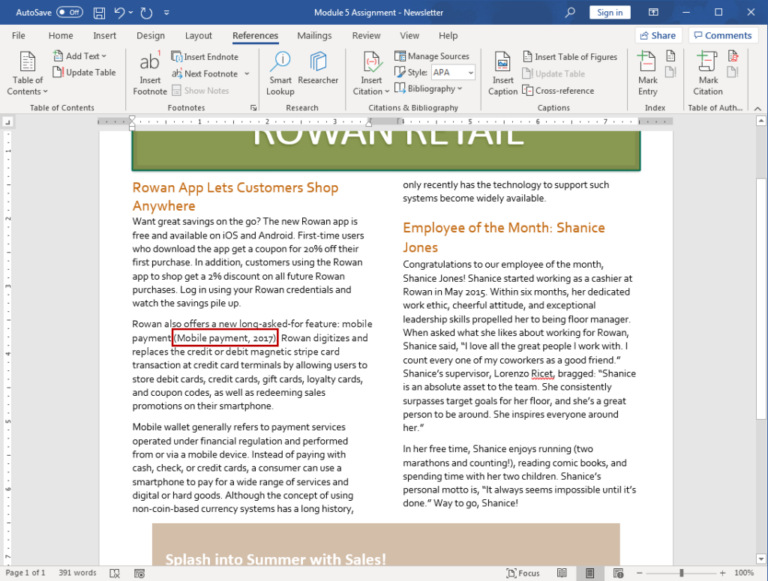 Assignment: Edit a Newsletter | Computer Applications for Managers