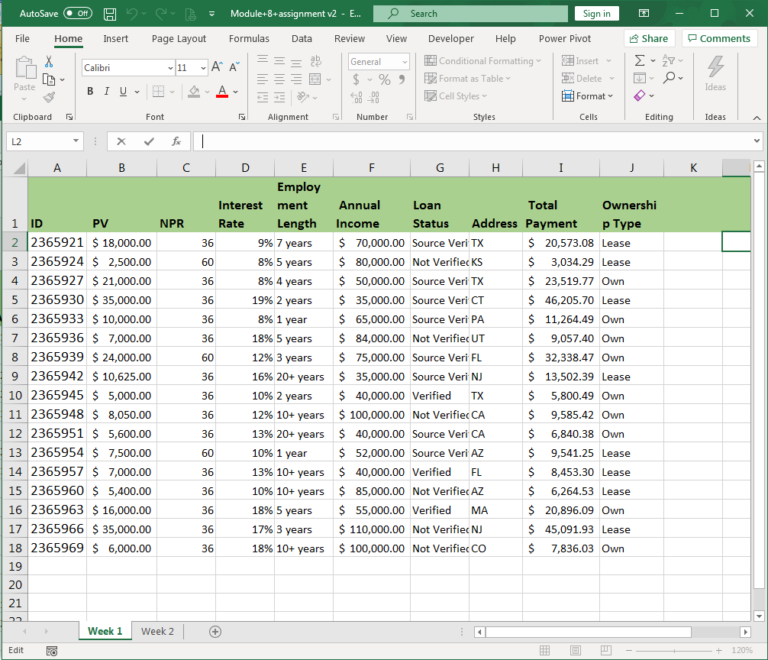 Assignment: Create Macro for Car Loan Spreadsheet | Computer ...