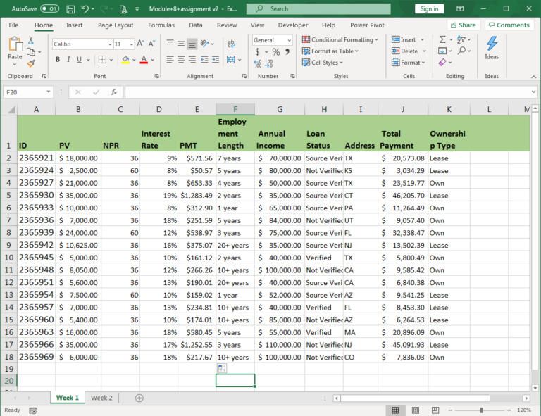 Assignment: Create Macro for Car Loan Spreadsheet | Computer ...