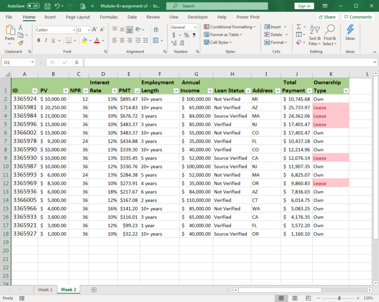Assignment: Create Macro for Car Loan Spreadsheet | Computer ...