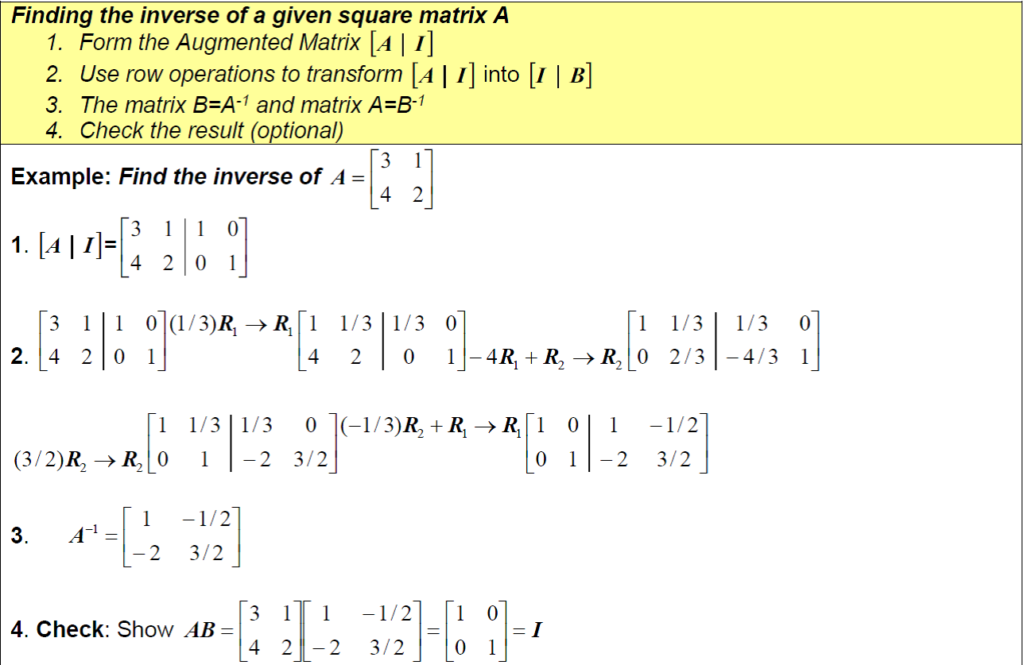 3.6b. Examples – Inverses of Matrices | Finite Math