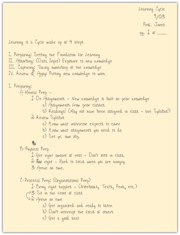 Note Taking First Year Seminar