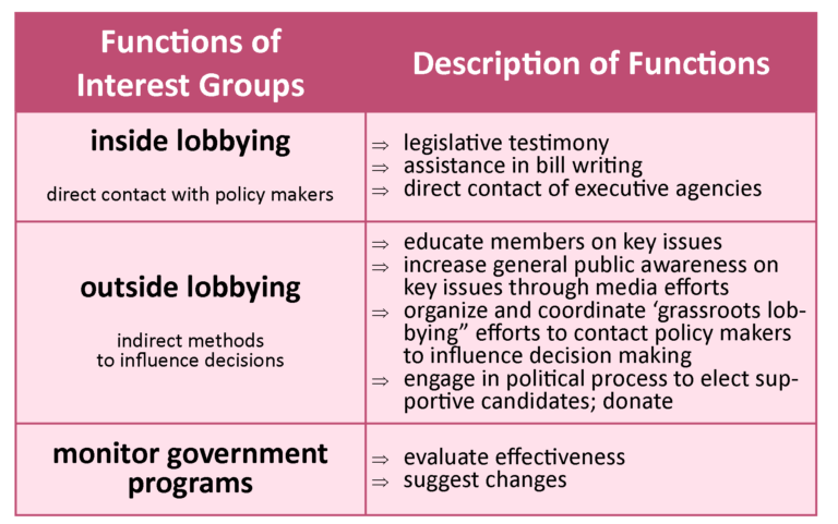 What Are Two Of The Main Things That Interest Groups Do To Interact 