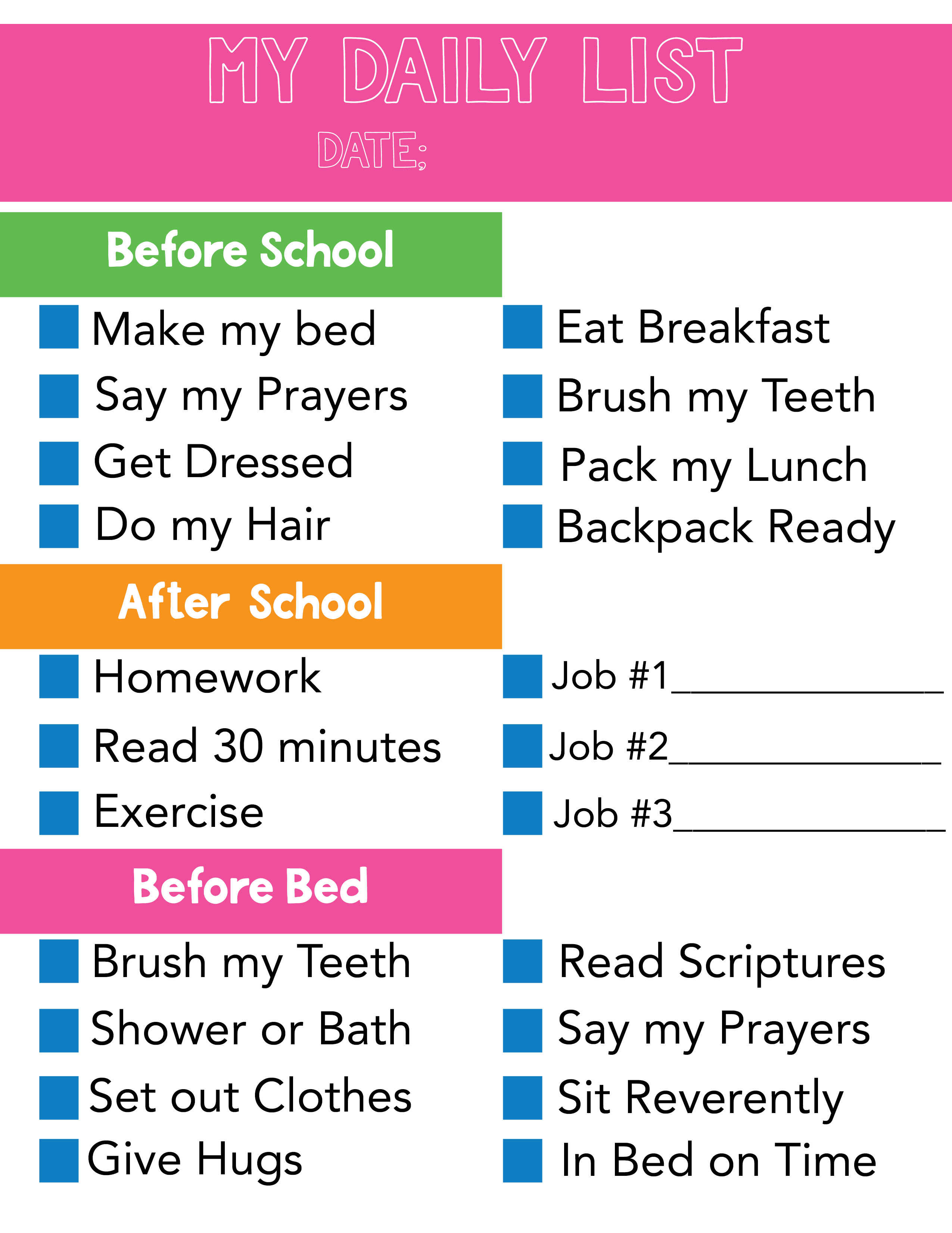 Daily List Chore Chart For Kids The Crafting Chicks
