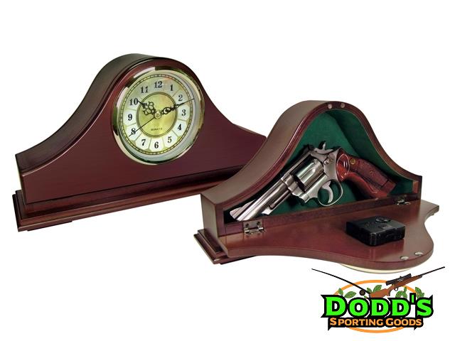 Peace Keeper MGC Mantle GUN Clock Front Panel Entry Mahogany Stain Wood ...