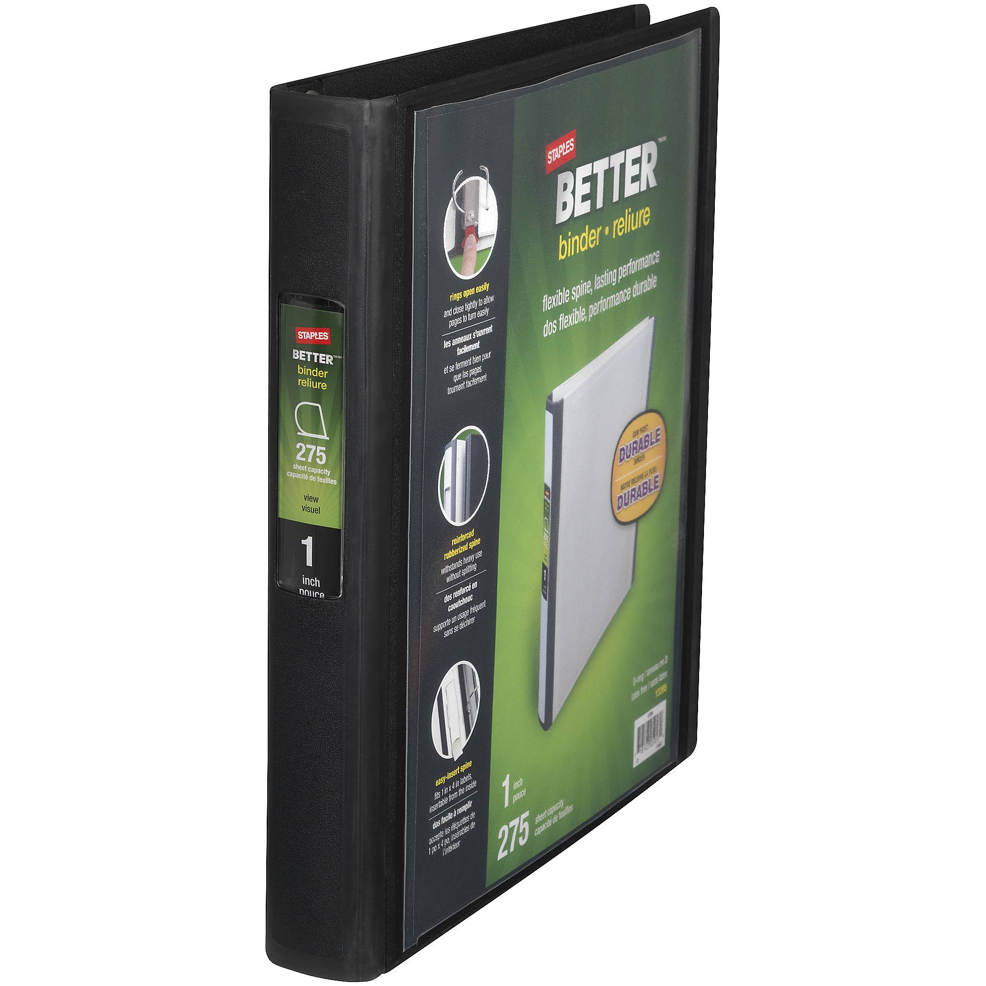 Staples Better 1 Inch Slant D 3 Ring View Binder Black 13395 