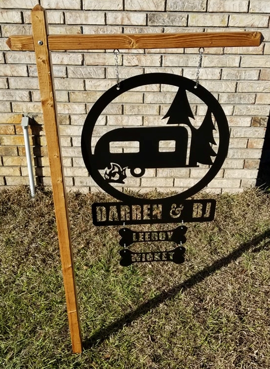 This is a camping site sign I made for a friend and his family ...