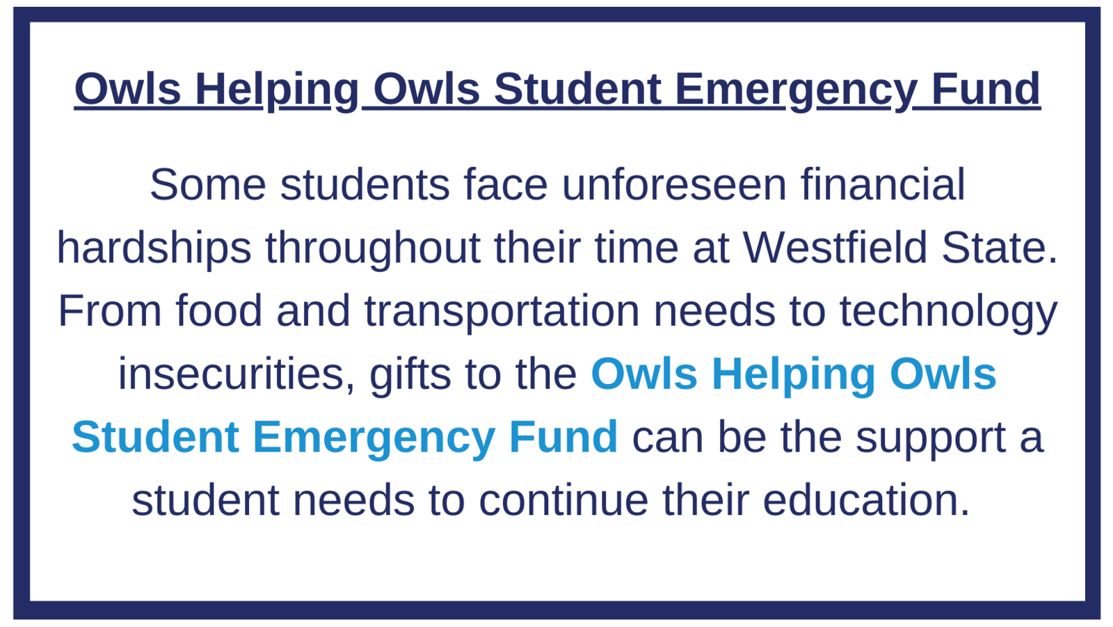 Owls Helping Owls Student Emergency Fund · GiveCampus