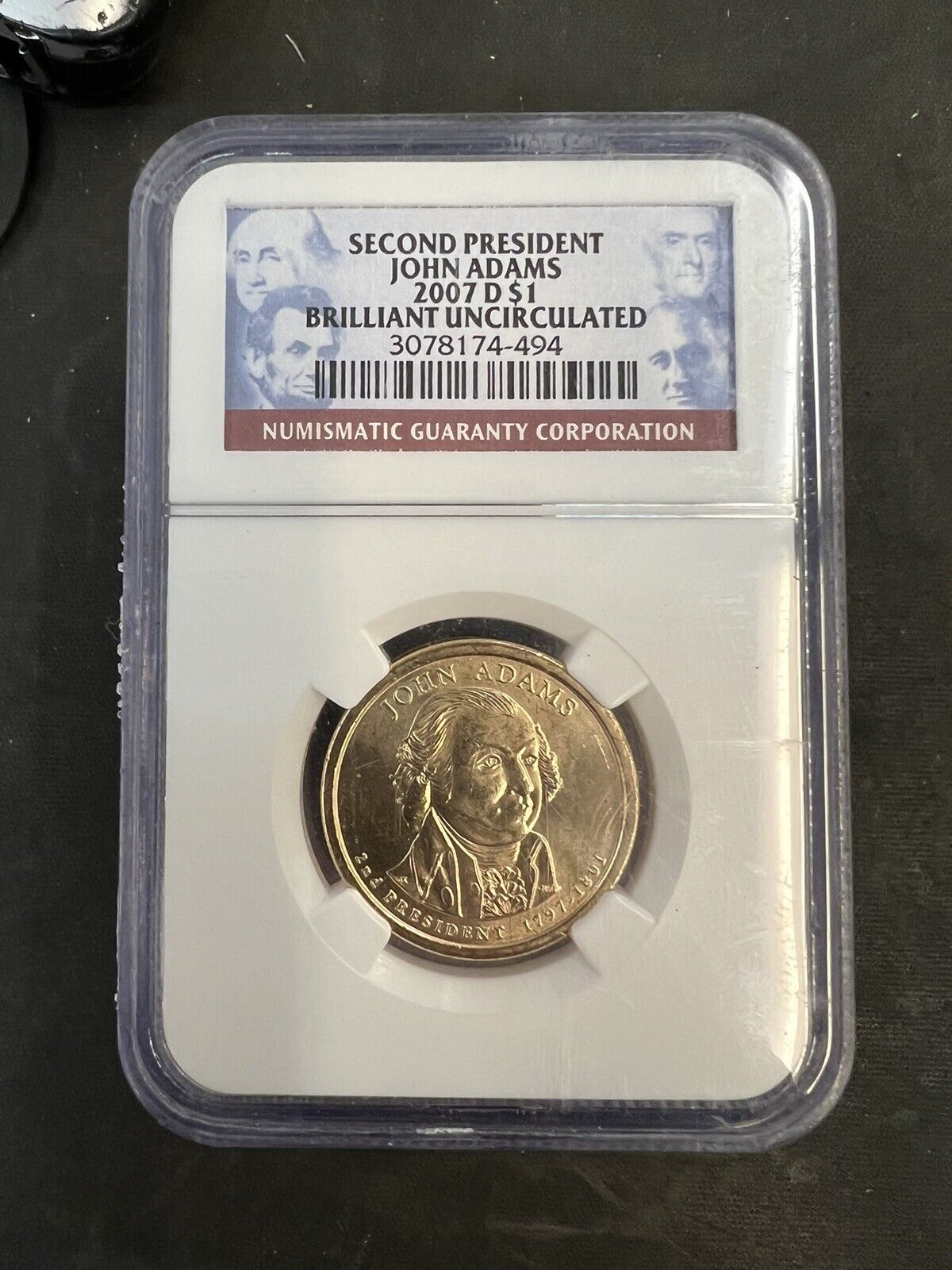 2007 $1 John Adams - Second President UNC - There are 2 certified coins ...