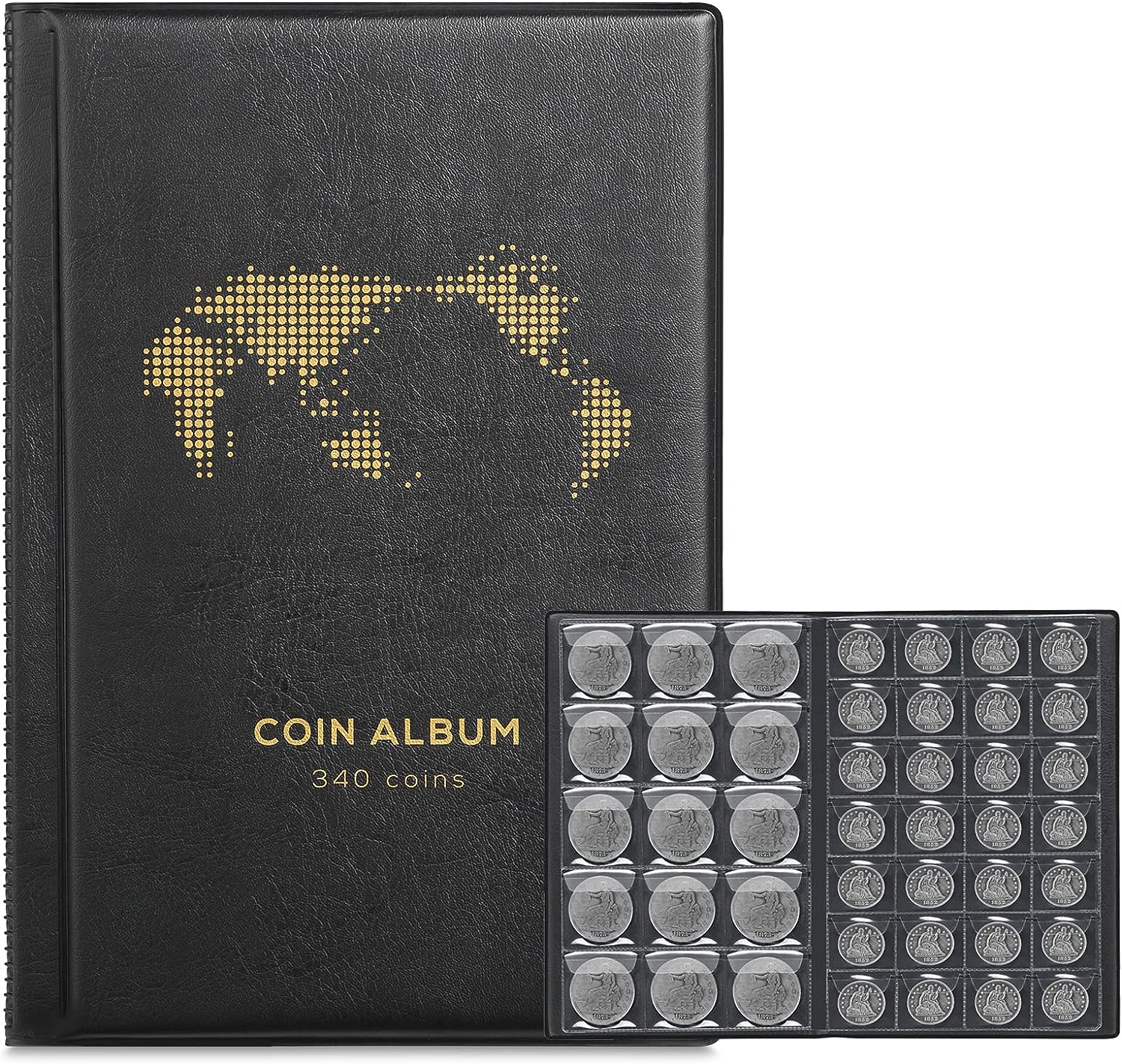 Coin Album for Collectors - 340 pockets! Black | GoldInSilver